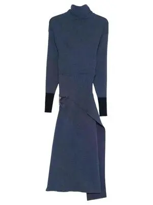 LANVIN Safety Pin-detail Roll-neck Dress - Blue