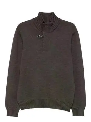 FAY Ribbed High Neck Sweater - Brown