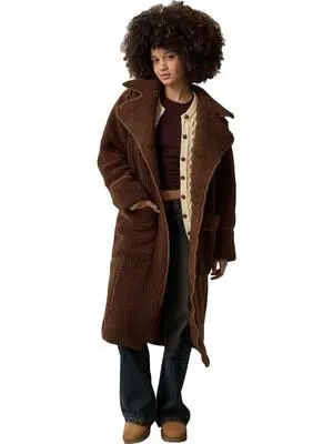 UGG Fluff Fleece Long Coat - Deep Nutmeg