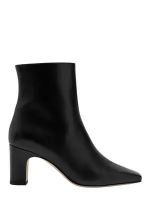 Manolo Blahnik Ofaralo 70 Leather Ankle Boots - Black