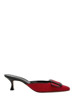 MANOLO BLAHNIK Maysalebi 50 Wool And Leather Mules