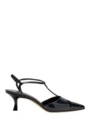 Manolo Blahnik Turgimod 50 Patent Leather Slingback Pumps - Black