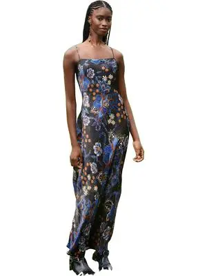 Farm Rio Snakes Bouquet Lenzing Ecovero Slip Maxi Dress - Snakes Bouquet Black