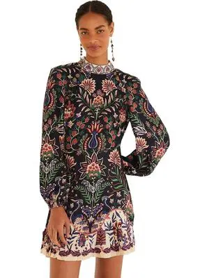 black berry garden mini dress Majestic Garden Black Mini Dress by Farm Rio – Mimi Seabrook main image 0
