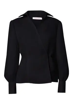 Carolina Herrera Silk Wrap Blouse - Black