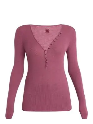 Chloé Ribbed Henley Rusty Pink