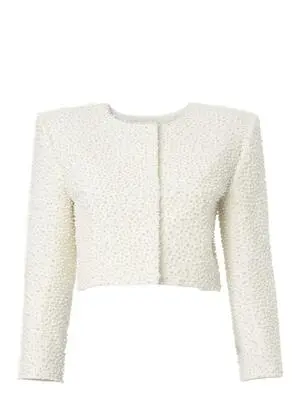 Carolina Herrera Embellished Collarless Cropped Jacket - Ivory