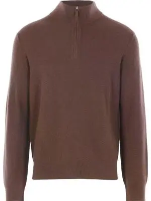 Zegna Cashmere Zip Sweater - Brown