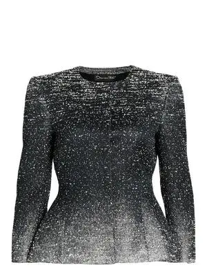Oscar De La Renta Ombre Metallic Boucle Jacquard Jacket - Black/ivory