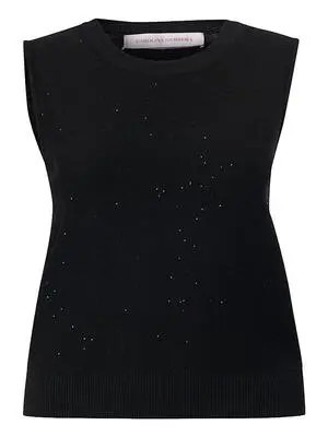 Carolina Herrera Sequined Wool-blend Tank Top - Black