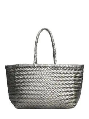 Dragon Diffusion Woven Leather Tote Bag Silver