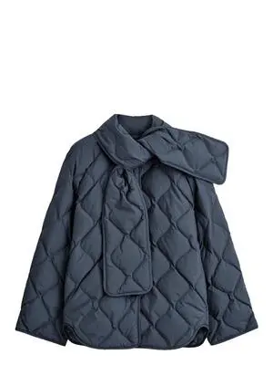 Cos Scarf Detail Quilted Liner Jacket - Navy