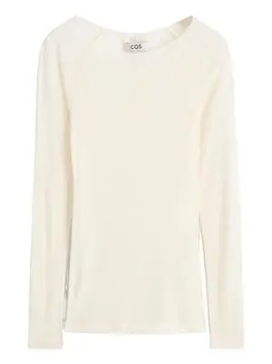 Cos Silk Long-Sleeved Top White