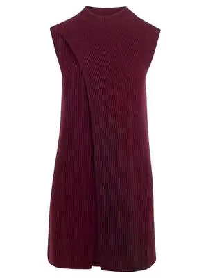 JIL SANDER Draped Pleated Mini Dress - Red