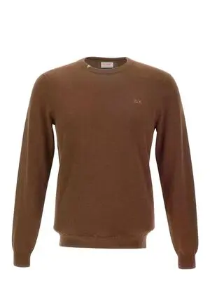 SUN 68 Logo-embroidered Ribbed-cuff Sweater - Brown