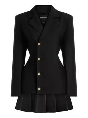 Manière De Voir Nicole Pleated Mini Blazer Dress - Black