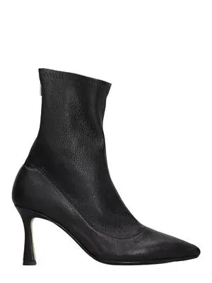 L ARIANNA Pointed-toe Heeled Ankle Boots - Black