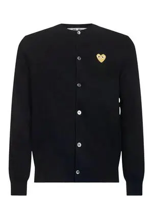 Play Comme Des Garcon Heart Logo Cardigan - Black