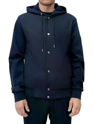 BOSS Hooded Buttoned Jacket - Blue