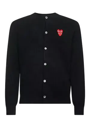 Play Comme Des Garcon Heart Logo Cardigan - Black