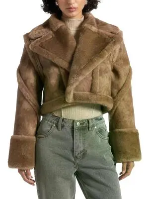 Manière De Voir Kena Suede-effect Jacket With Detachable Sleeves - Neutrals