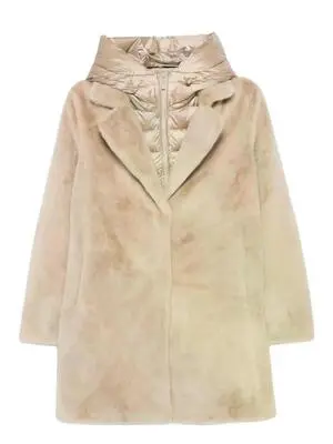 BOMBOOGIE Paneled Hooded Coat - Neutrals