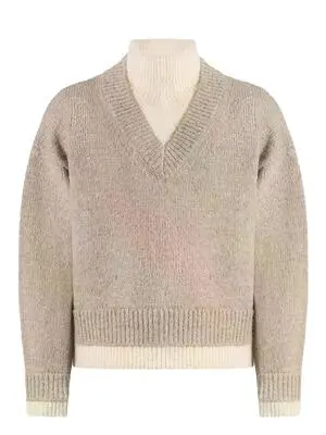 Manière De Voir Jacques Double-layered V-neck Sweater - Neutrals