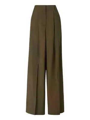 Fendi Pleat-detail Wide-leg Trousers - Green
