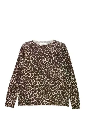 Eric Bompard Leopard-print Round-neck Sweater - Brown