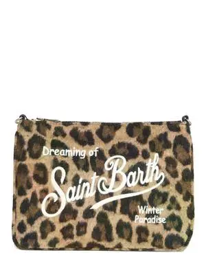 MC2 SAINT BARTH Aline Leopard-Print Clutch Bag Brown