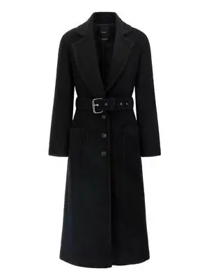 Pinko Cerfoglio Bouclé Belted Coat - Black