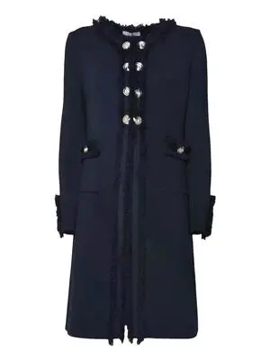 CHARLOTT Fringed Buttoned Coat - Blue