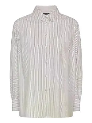 ELENA MIRO` Striped Round-collar Shirt - White