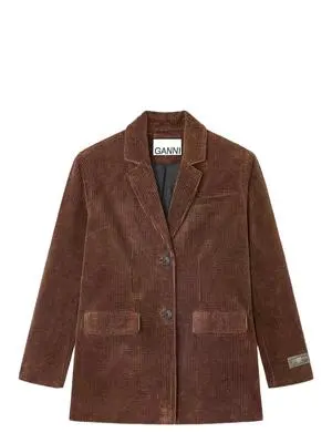 GANNI Long-sleeve Corduroy Blazer - Brown