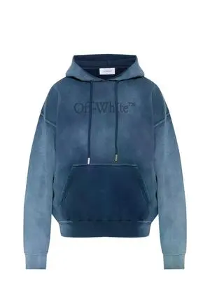 Off-White Logo-print Cotton Hoodie - Blue