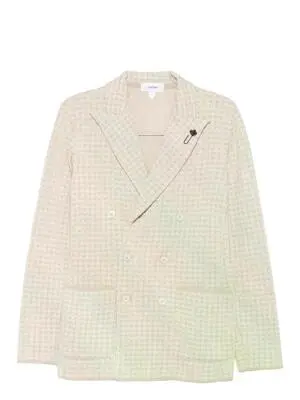 LARDINI Double-breasted Houndstooth Jacket - Neutrals