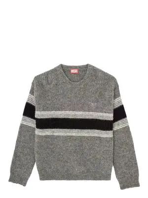 DIESEL® Striped Embroidered K-soren Sweater - Grey