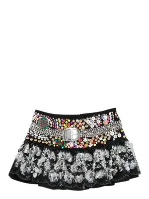 CHOPOVA LOWENA Skyhawk Beaded Mini Skirt - Black