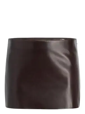 Khaite Jett Mid-rise Plonge Leather Mini Skirt - Brown