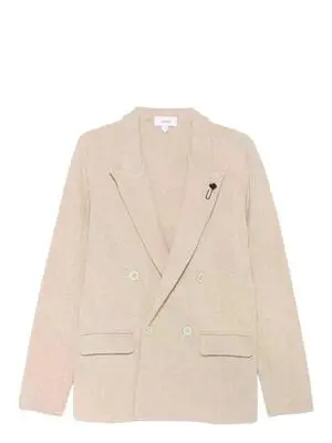 LARDINI Double-breasted Textured Jacket - Neutrals