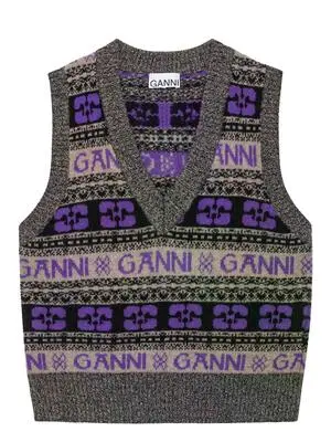 GANNI V-neck Vest - Grey