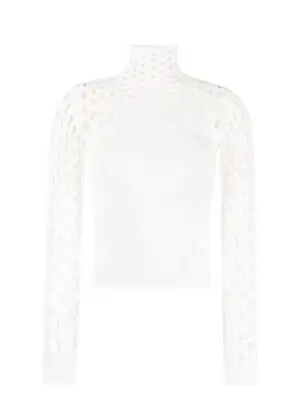 Valentino Garavani Openknit Rollneck Top - Neutrals