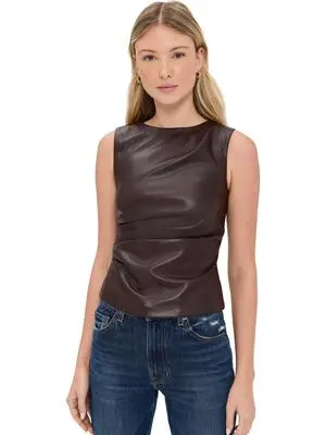 Joe's Jeans The Meg Vegan Leather Top - Dark Chocolate