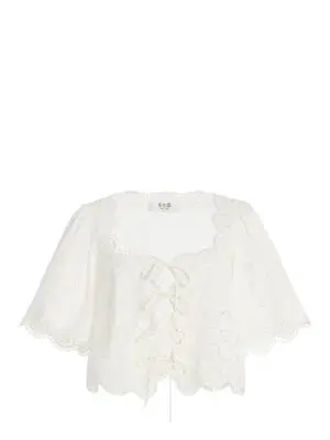 Sea Babette Eyelet Cotton Top - White
