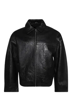 NAHMIAS Leather Star Oversized Bomber - Black