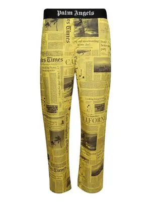 Palm Angels Printed News Trousers - Yellow