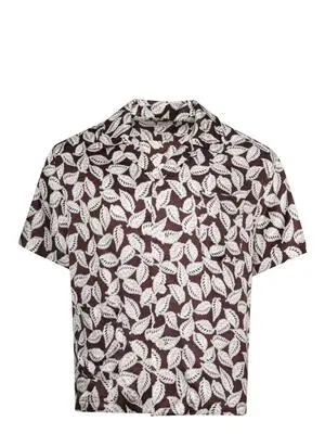 BODE Paper Birch Short Sleeve Shirt Brown White Brown