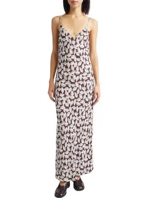 BODE Paper Birch Print Slipdress - Brown White