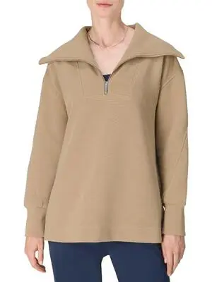 Sweaty Betty Peaceful Rib Half Zip Sweatshirt - Sepia Brown