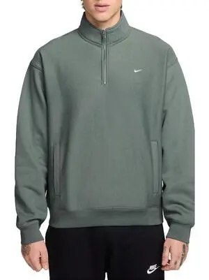 Nike Solo Swoosh Fleece Quarter-zip Pullover - Clay Green/white